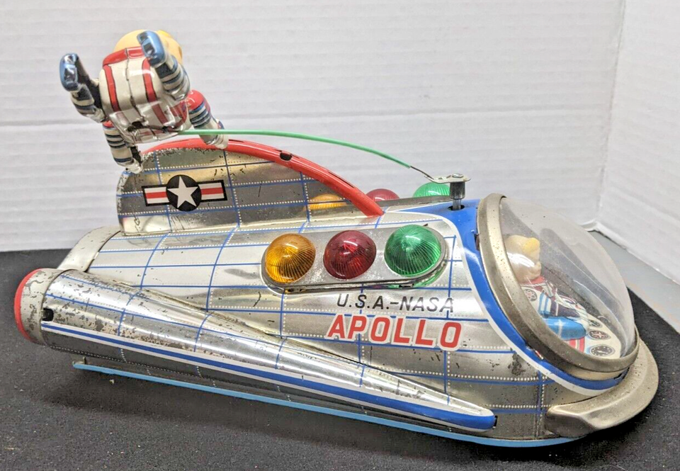 SPACE SHIP 1960s USA NASA Apollo Modern Toys Tin Toy Battery 60s IOB ...