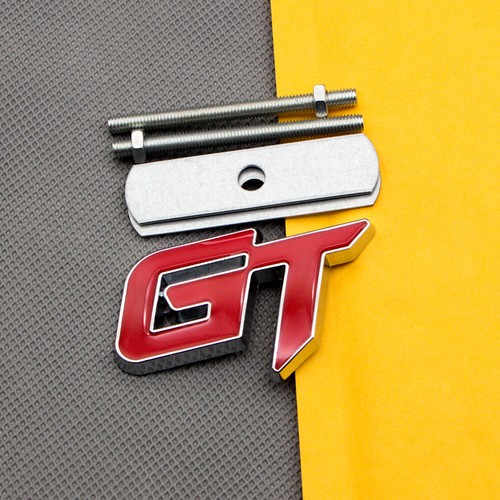 Red Coated Metal GT Letter Front Grille Badge Chrome Grill Sport SUV ...