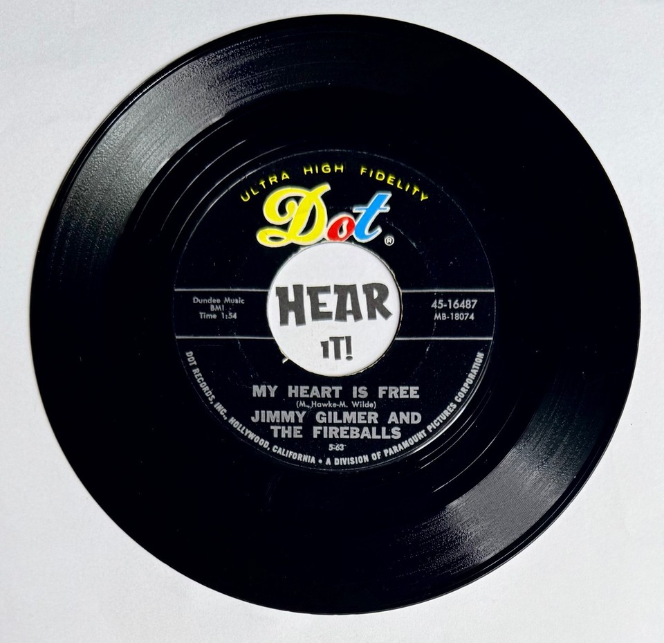 Group Rocker Norman Petty 45 JIMMY GILMER & THE FIREBALLS Sugar Shack ...