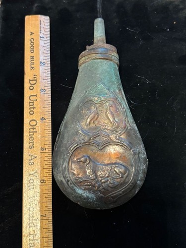 Brass Black Powder Shot Flask Gun Dog 1900s Hunting | eBay