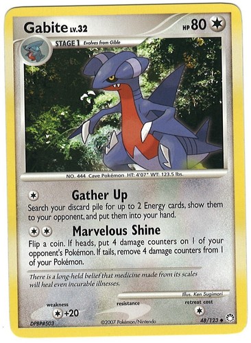 Gabite 48/123 Pokemon Card Mysterious Treasures Uncommon 80 HP Near ...