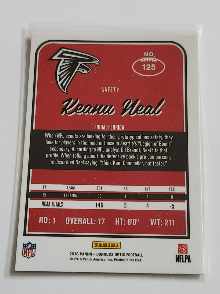 2016 PANINI FOOTBALL KEANU NEAL ROOKIE CHROME CARD #125 | eBay