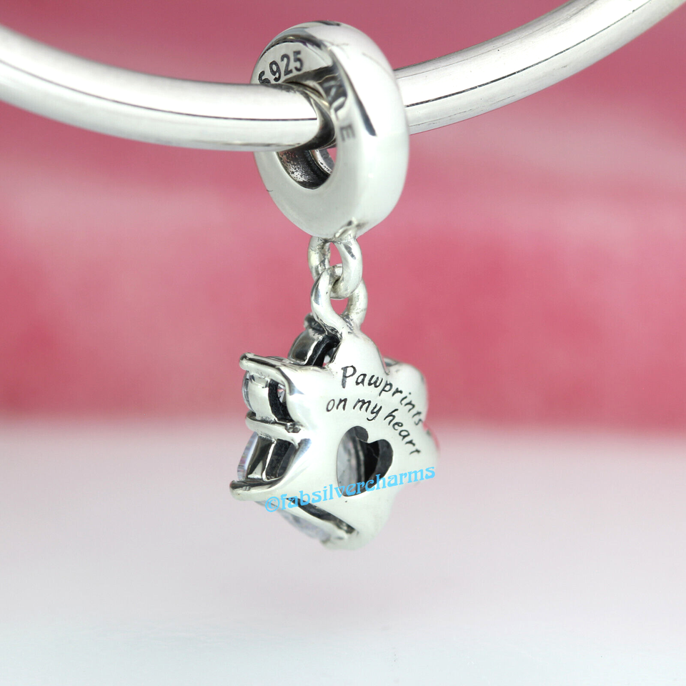 Authentic PANDORA Sparkling Pet Paw Print Dog Cat Charm 792247C01 | eBay