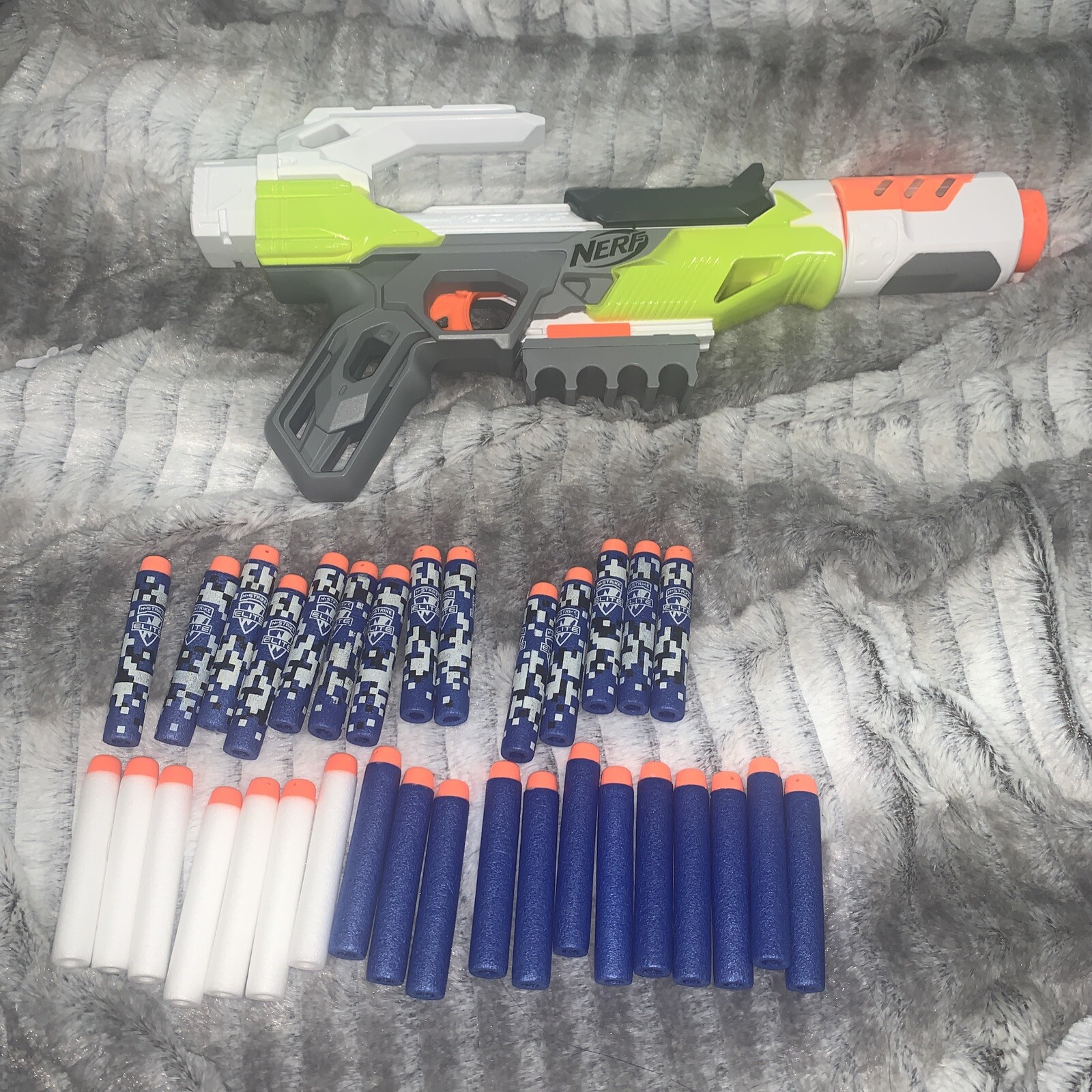 Green White Gray Nerf Modulus Ion Fire Blaster Soft Dart Gun With 33 ...