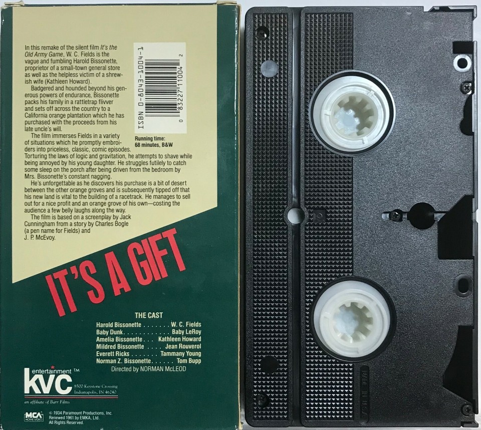 Its a Gift (VHS Tape 1934) W.C. Fields, Baby LeRoy, Kathleen Howard ...