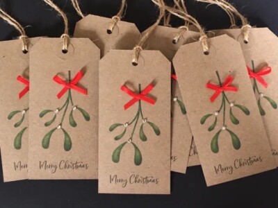 10 Large Kraft Embellished Mistletoe Christmas Gift Tag Labels | eBay UK