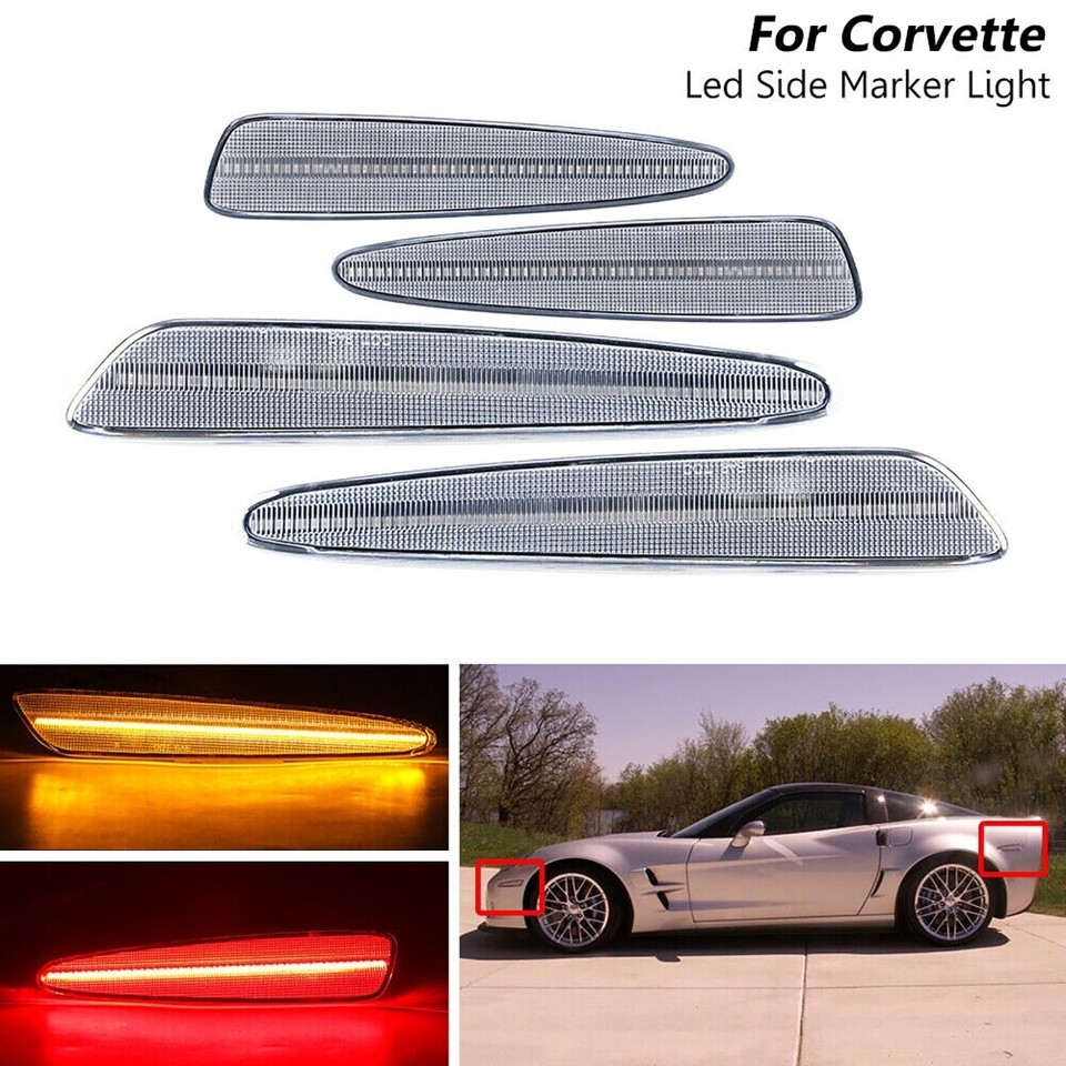 4x Front Rear LED Side Marker Light for Chevy Corvette C6 2005-2013 ...