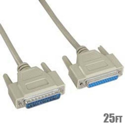25FT DB25 DB 25 IEEE1284 25-Pin Male to Female M/F Parallel Cable ...