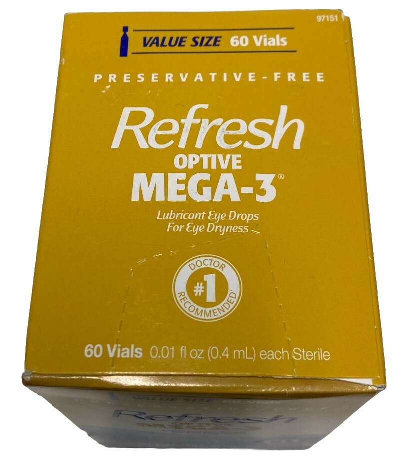 Refresh Optive Mega-3 Lubricant Eye Drops Preservative 60 Vials for ...