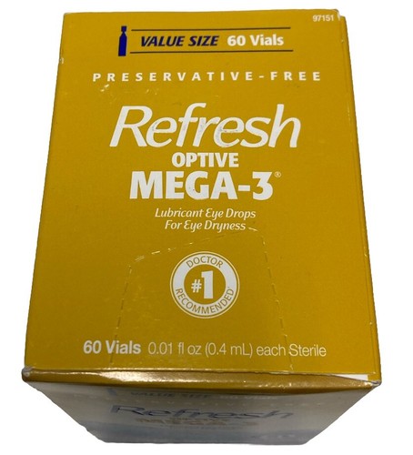 Refresh Optive Mega-3 Lubricant Eye Drops Preservative 60 Vials for ...