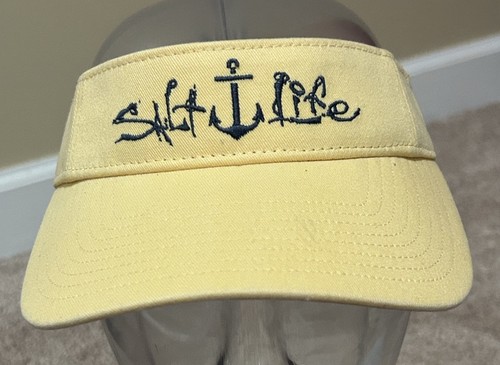 New Salt Life Visor Cap Hat Adjustable Back Salt Wash Yellow Live Salty ...