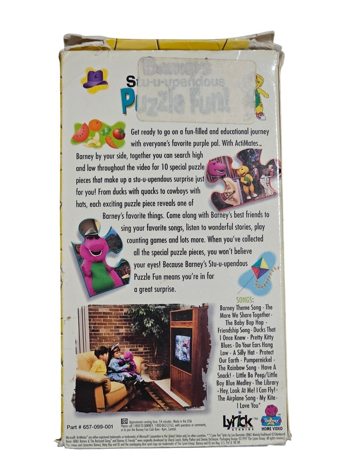 Barneys Stu-u-upendous Puzzle Fun Vhs Purple Dinosaur Preschool Vtg | eBay