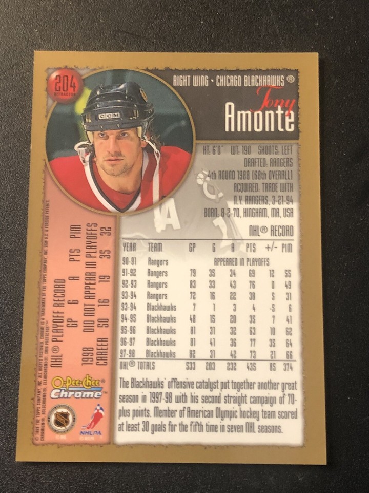 1998-99 O-Pee-Chee Chrome Refractor Tony Amonte #204 | eBay