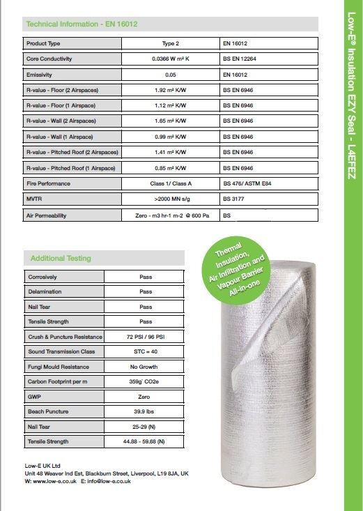 Low-E Insulation VCL Vapour Barrier Cavity Wall Insulation Lining ...