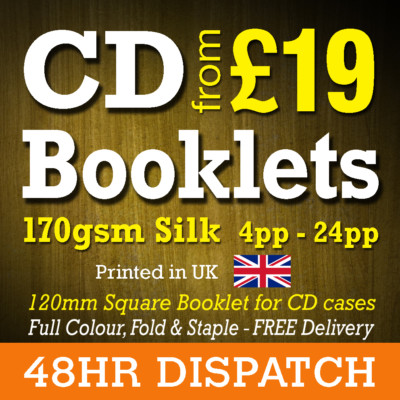 CD Booklet Printing - 120mm Square Printed CD Booklets - 150GSM Silk ...