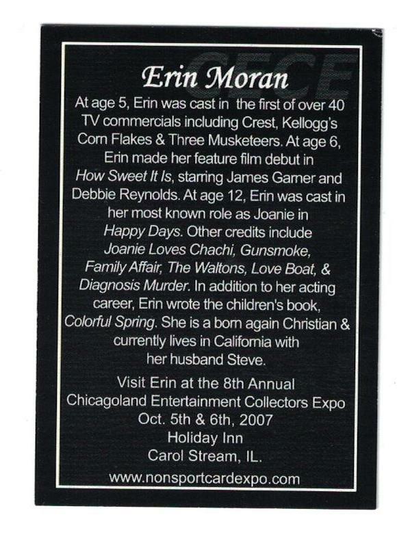 Erin Moran Signed Autographed Promotional Card Actress Happy Days Rare ...