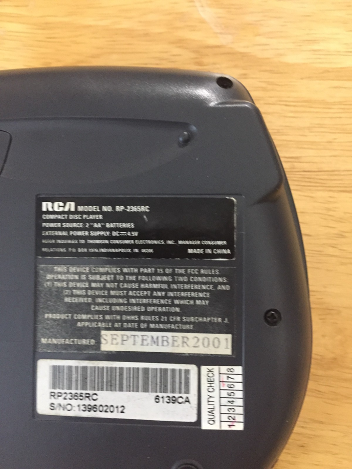 Vintage RCA RP-2365RC Silver Portable Compact Discman CD Player 45 ESPX ...