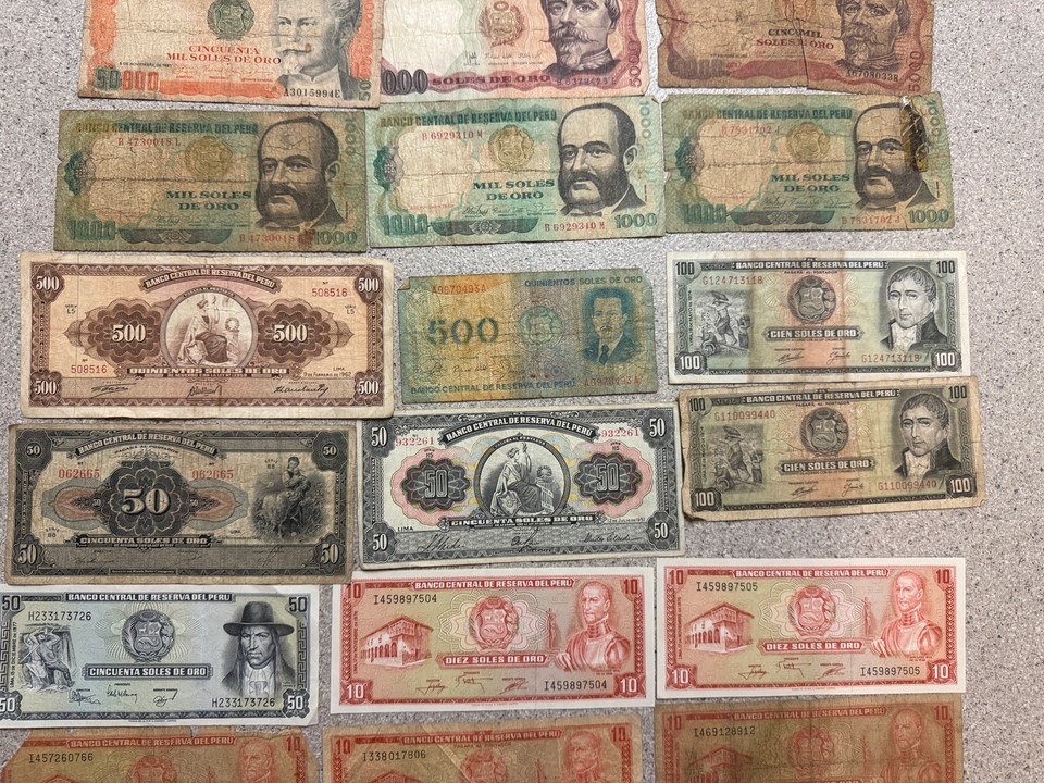 LOT OF 23 Peru banknote 8 Denomination SOLES DE ORO SET. DIFFERENT ...