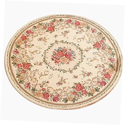 Rustic Floral Rose Area Rugs Vintage Traditional Round Accent Floor 4 ...