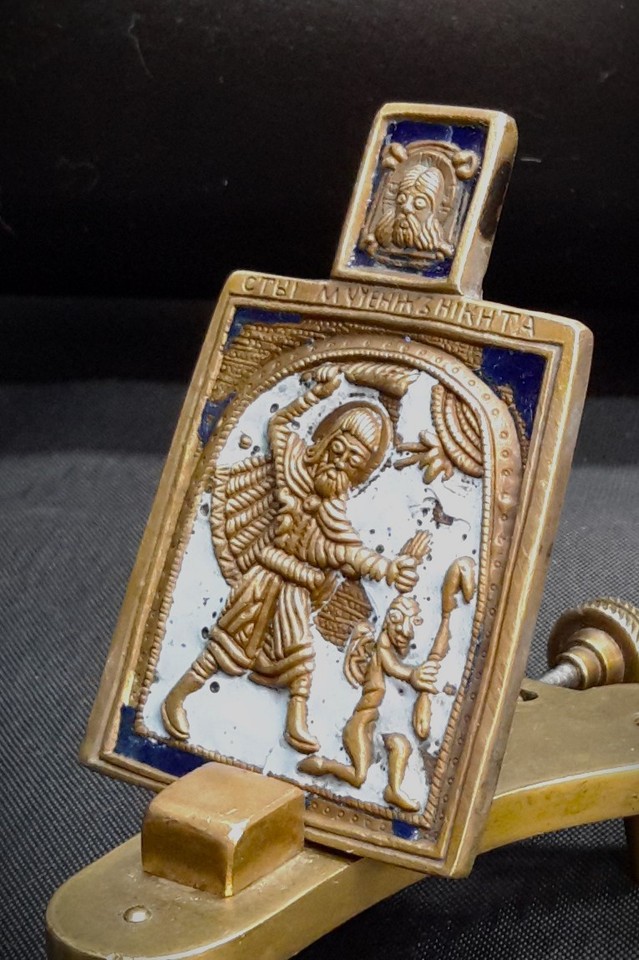 Russian orthodox bronze icon St.Martyr Nikita Defeating a Demon ...