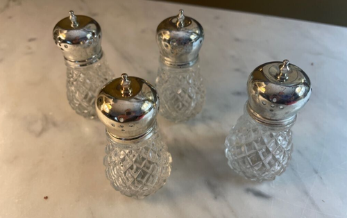 Vintage Cut Crystal Leonard Japan Salt and Pepper Shakers Set of 4* | eBay