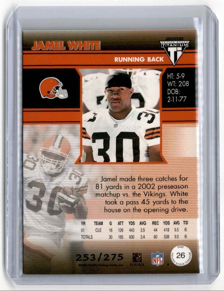 2002 Pacific Private Stock Titanium Red Jamel White 253/275 Cleveland ...