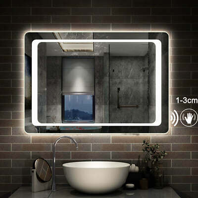 LED Bathroom Mirror Lights Touch Switch Sensor Demister Pad Mirrors by ...