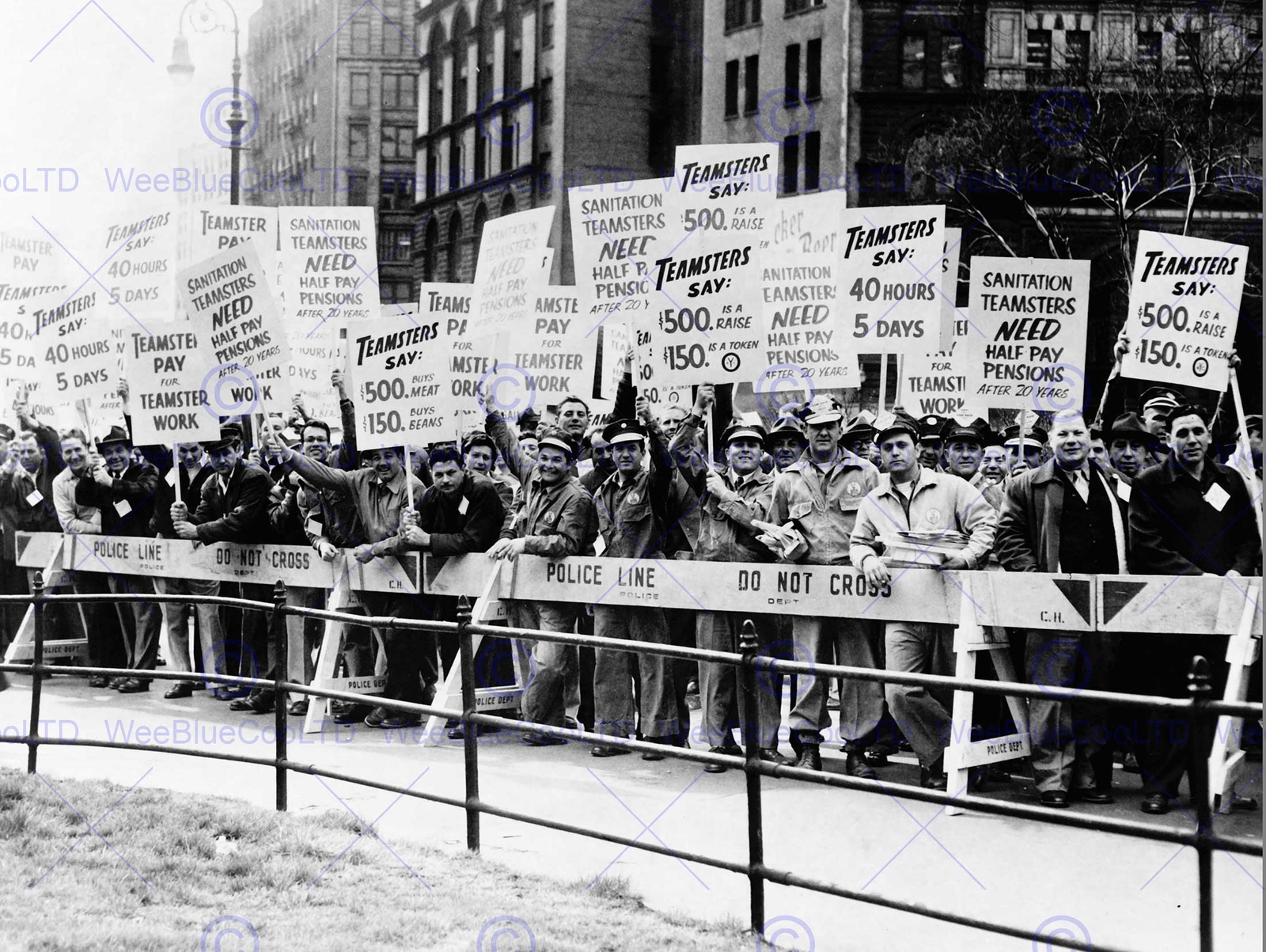 VINTAGE PHOTO TEAMSTER UNION PICKET STRIKE PROTEST WORK PAY USA POSTER ...