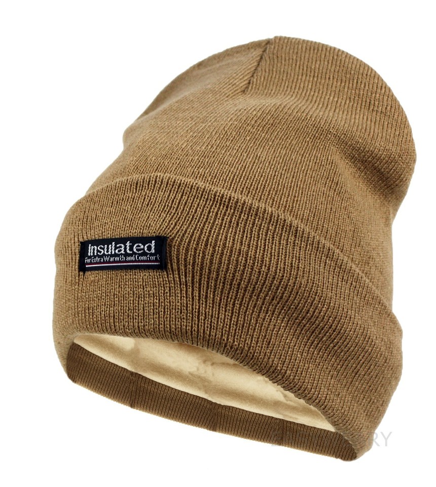 Mens Womens Winter Thermal Fleece Lined Insulated Knit Beanie Hat Cuff ...