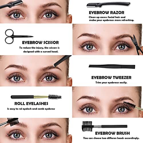 Eyebrow Razor Kit, 12 in 1 Professional Eyebrow Grooming Set, 12 in 1 ...