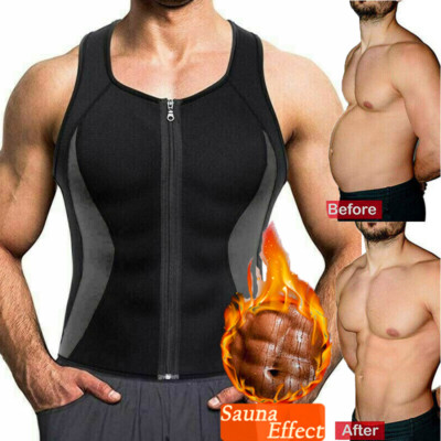 Men's Neoprene Sauna Vest Sweat Shirt Redu Fat Body Shaper Gym Training ...