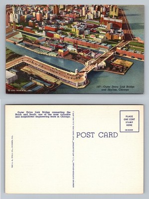 Chicago, IL-Illinois, Outer Drive Bridge Skyline Scene Vintage Postcard ...