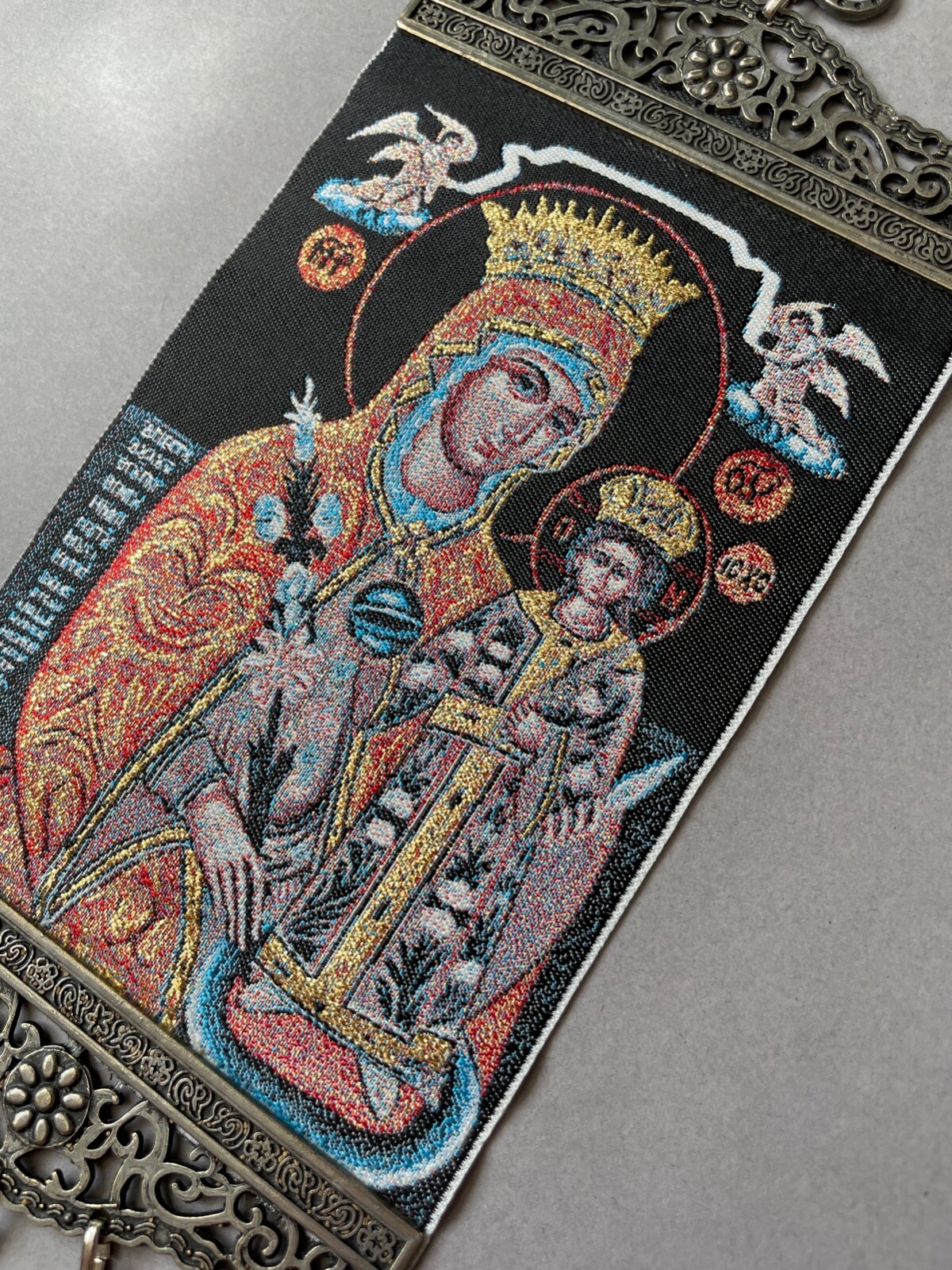 Blessed Mary and Baby Jesus, Byzantine Orthodox Icon Tapestry Wall ...