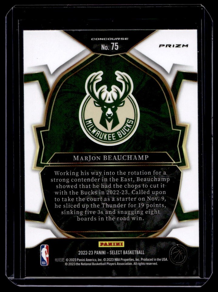 2022-23 Panini Select Retail MarJon Beauchamp Blue Prizm Concourse RC ...