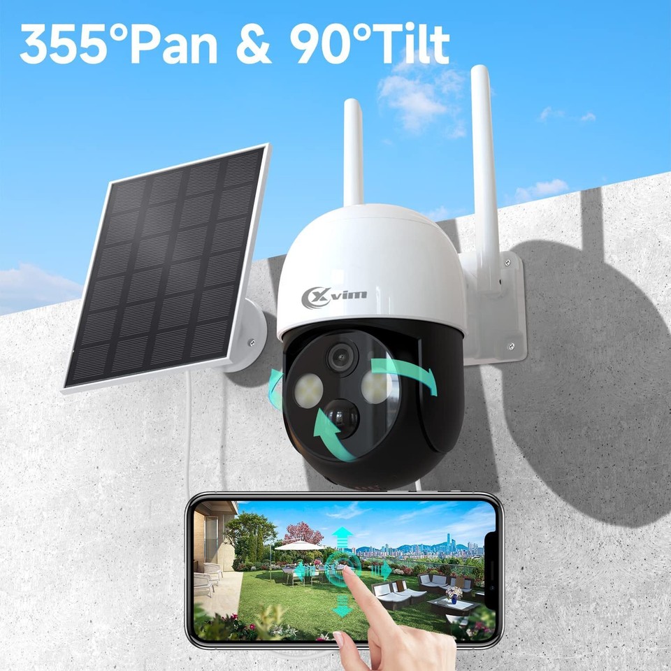 4MP Wireless Solar Powered Camera Outdoor WiFi 2.5K PTZ Home Security ...
