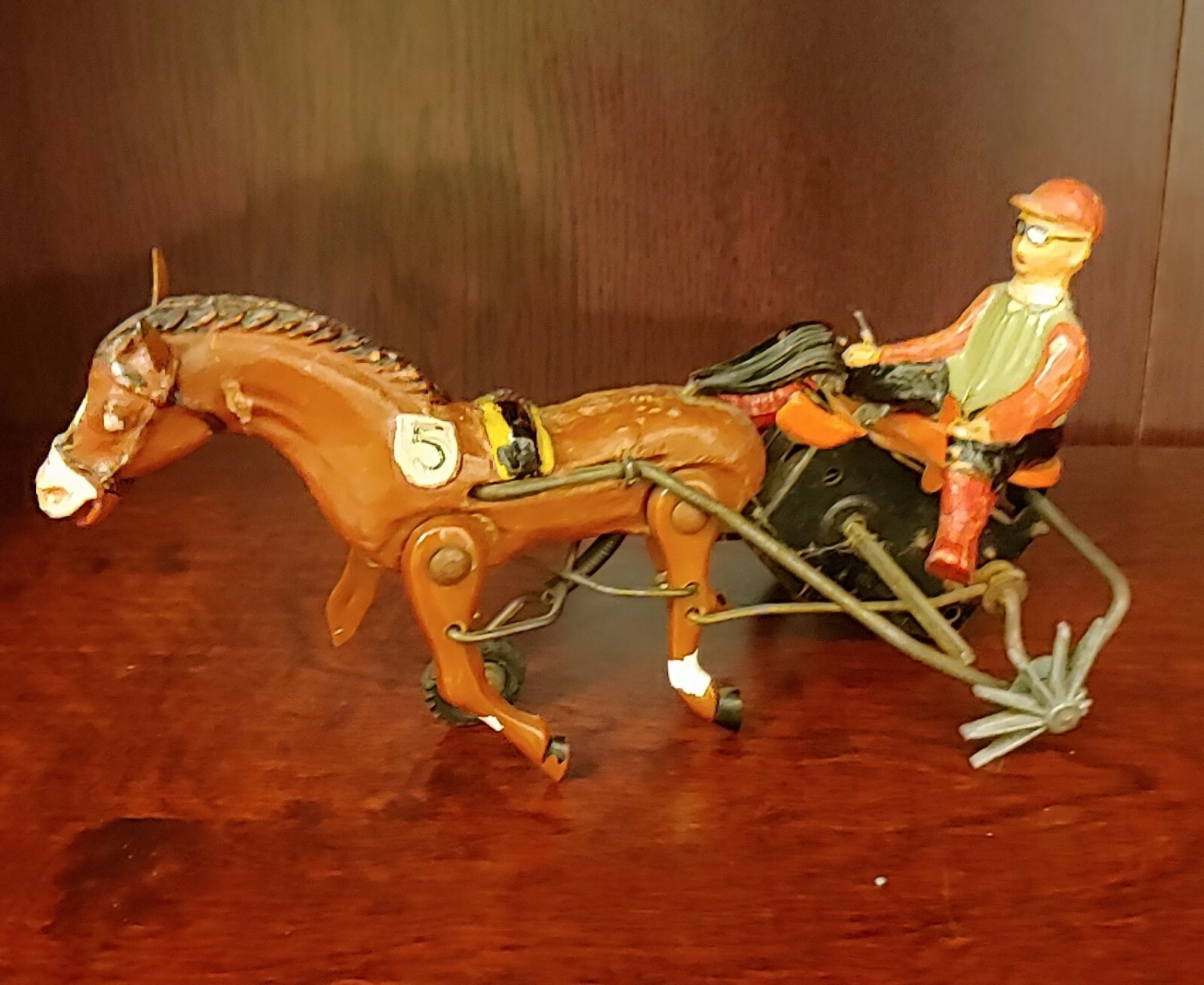 Vintage Windup Arabian Harness Racing Toy Trotter Sulky Horse Made in ...