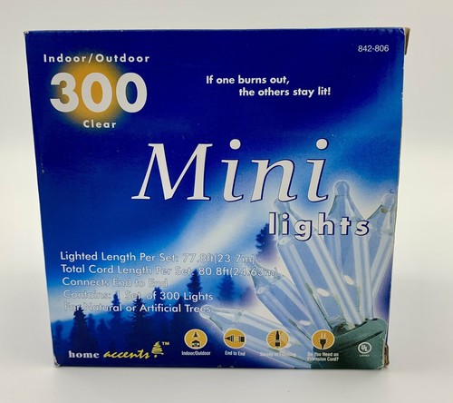 Home Accents 300 Mini Lights - Indoor/Outdoor - Clear Bulb with Green ...