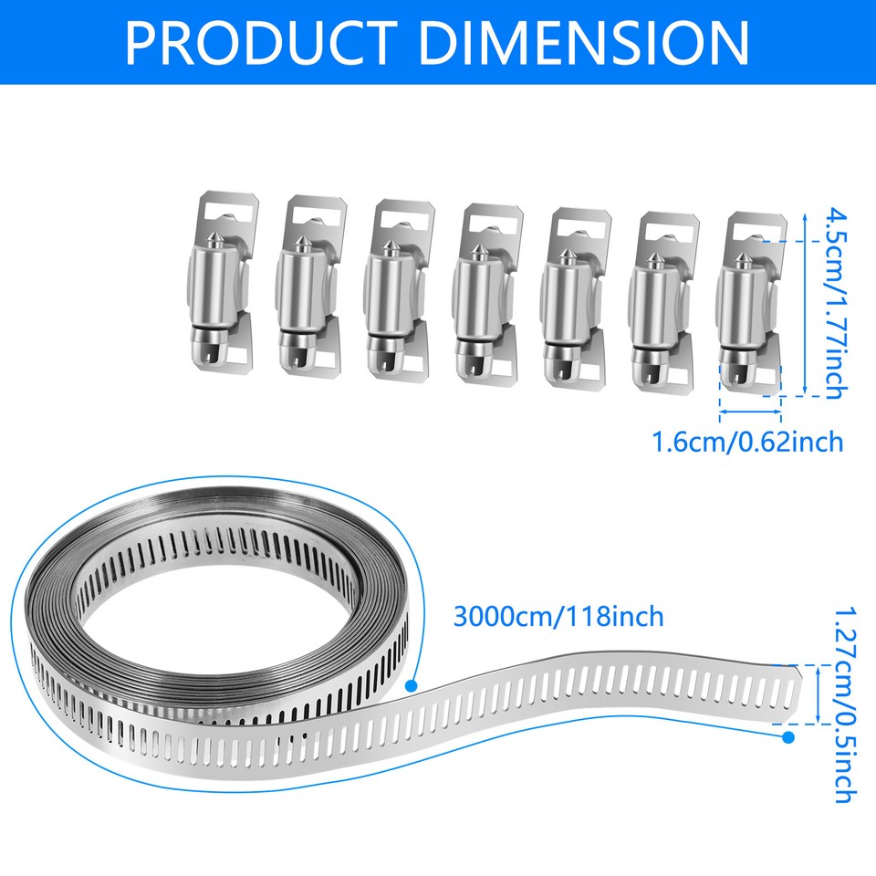 Hose Clamp with 6 Fasteners 118inch Adjustable Pipe Tube Clamp Plumbing ...