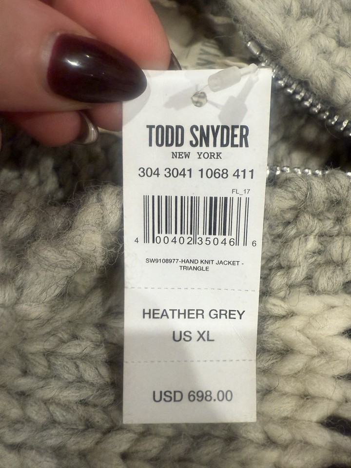 Todd Snyder Triangle Hand-Knit Cardigan Jacket in Heather Grey | eBay