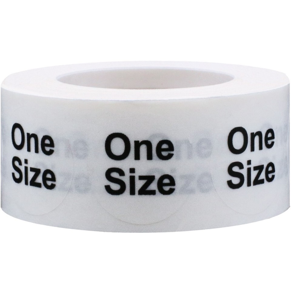 Clear One Size Clothing Size Stickers | 0.75" Inch Round | 500 Pack | eBay