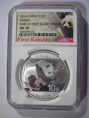 2016 Silver Panda NGC MS 70 - 30 gram Highest Grade FIRST 30,000 First ...