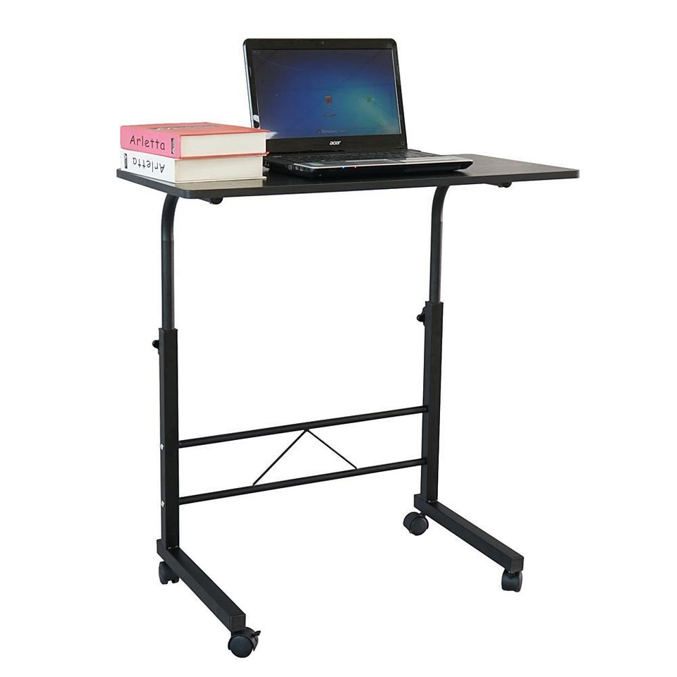 Portable Office Laptop Desk Rolling Adjustable Table Cart Computer ...