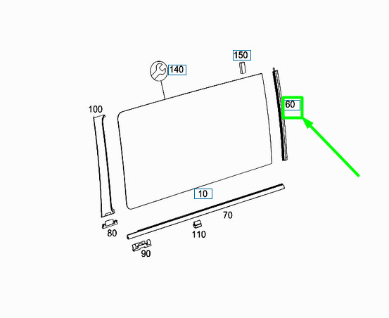 MERCEDES-BENZ VITO W447 LEFT SIDE WINDOW SEALING RAIL A4476730100 ...