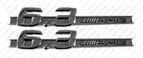 2X 6.3 AMG 6.3L Gloss Black Fender Emblem Badge New for Mercedes-Benz ...