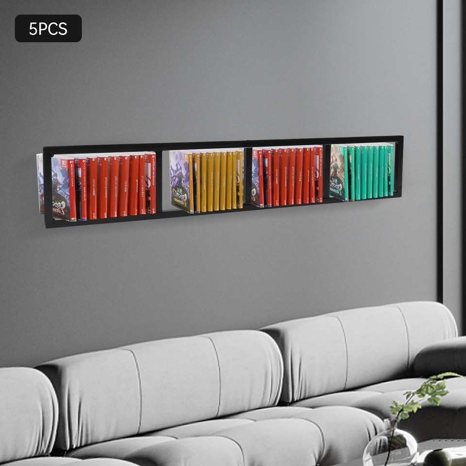 5 Pcs Media Storage Rack CD DVD Organizer Wall Mounted Metal Floating ...