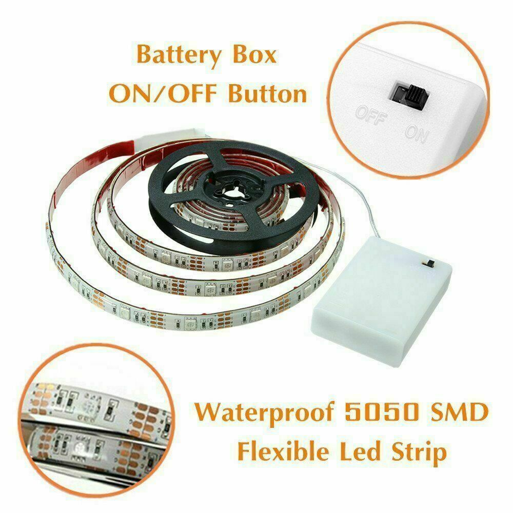 Battery Operated LED Strip Lights 5V 5050 RGB TV Backlight Lighting ...