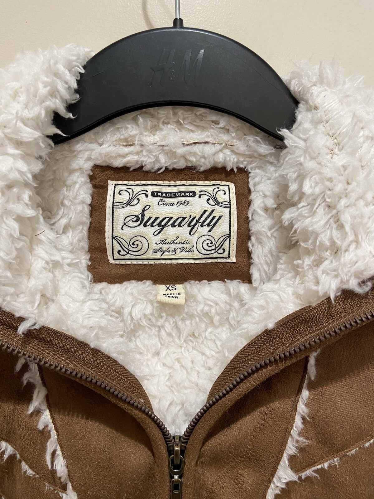 Sugarfly Faux Fur Lined Jacket XS Y2K With Hood | eBay