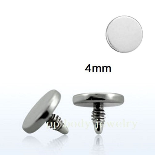 14G Internally Threaded Surgical Steel Flat Disc Dermal Anchor Top Part ...