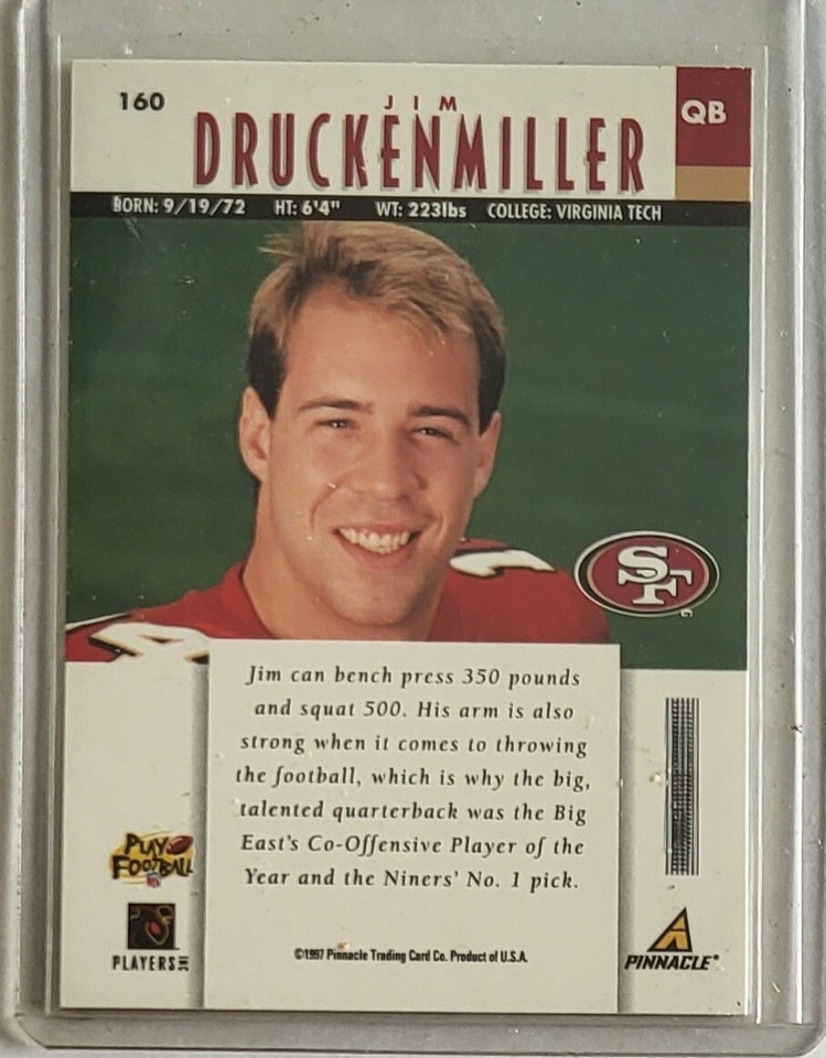 1997 Pinnacle Rookie #160 Jim Druckenmiller San Francisco 49ers ...
