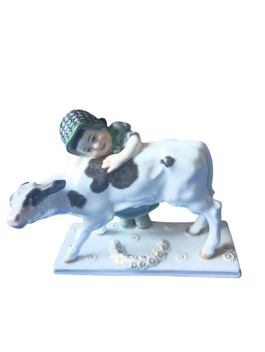 Antique Jugendstil Meissen Porcelain Girl w/ Cow Figurine Figure ...